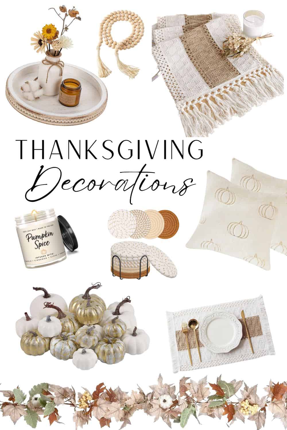 Neutral Thanksgiving Decoration Ideas - Abloom Decor
