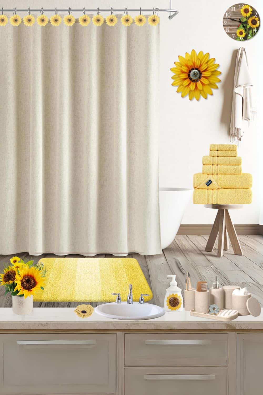 Graceful Sunflower Bathroom Decor - Abloom Decor