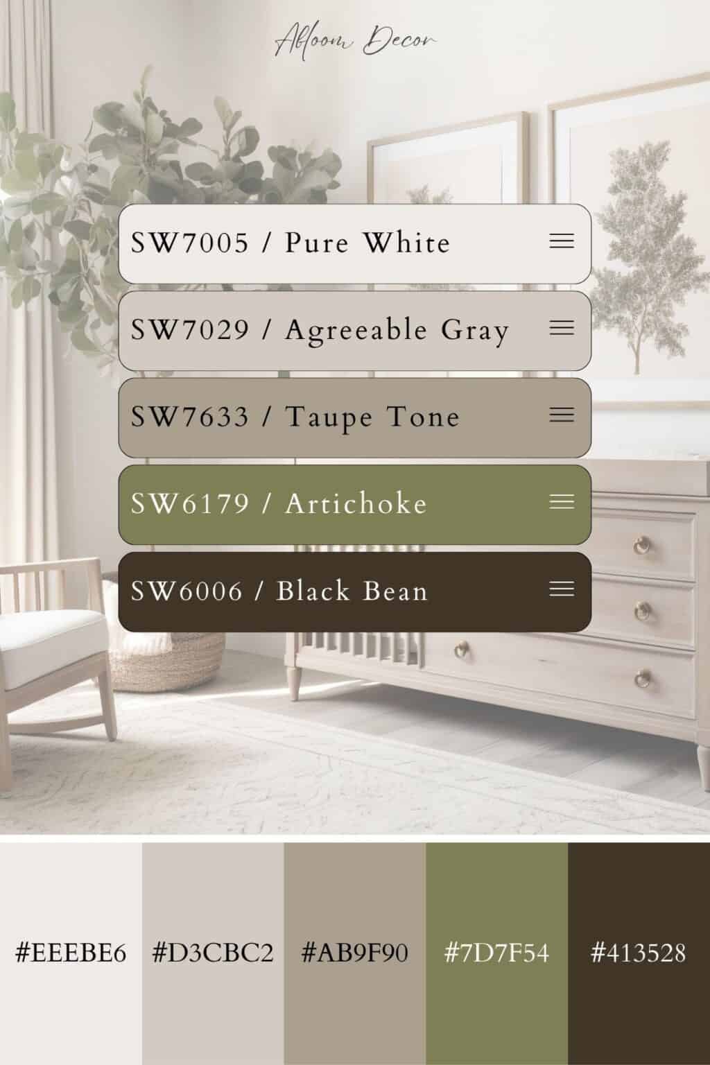 Cozy Organic Neutral Green Color Palette for Home Decor