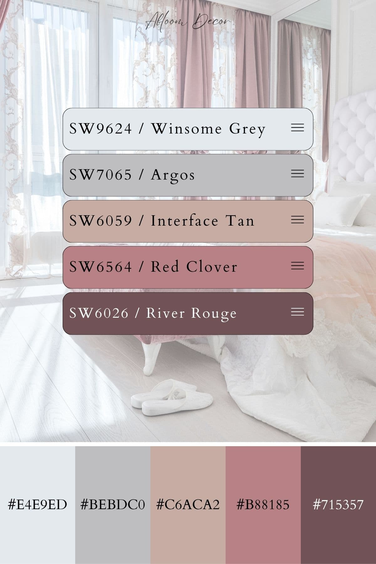 Dusty Rose and Mauve Color Palette for Home Decor