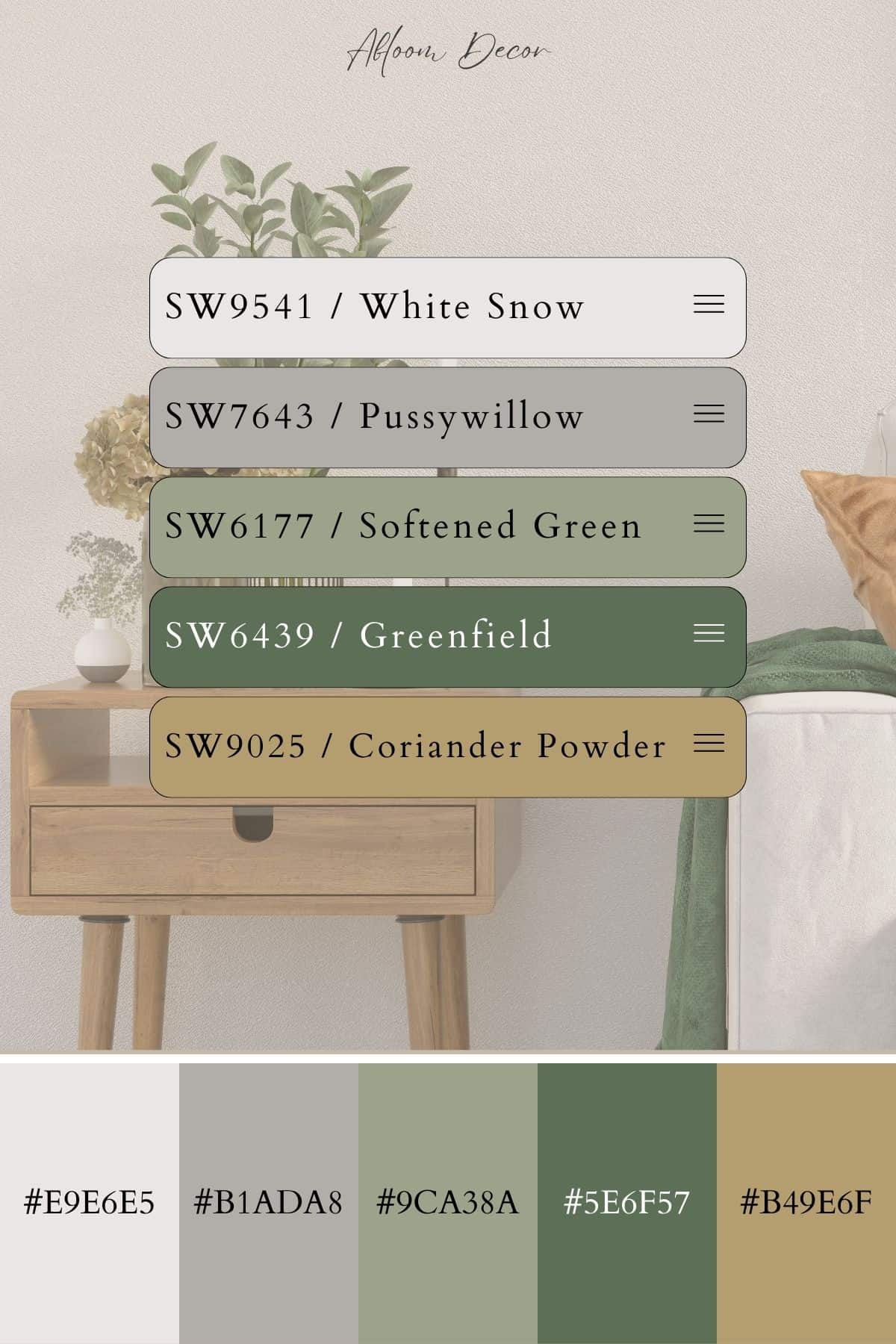 Beautiful Earthy Green Color Palette With Brown and Gray