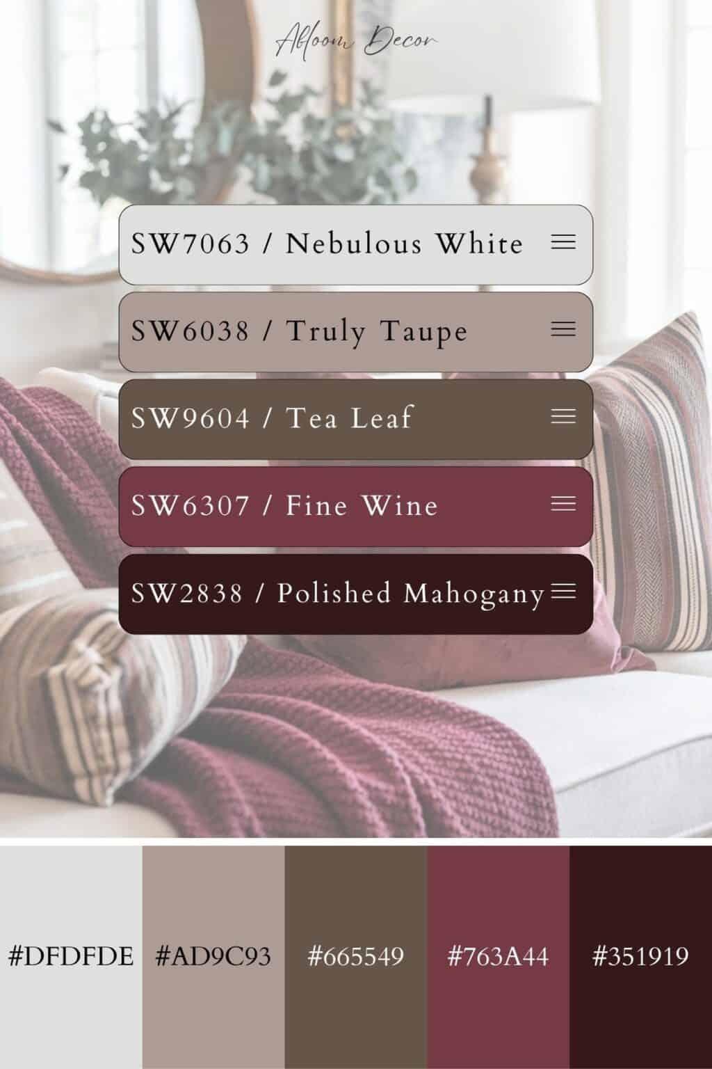 Burgundy Color Palettes Perfect for Interior Design