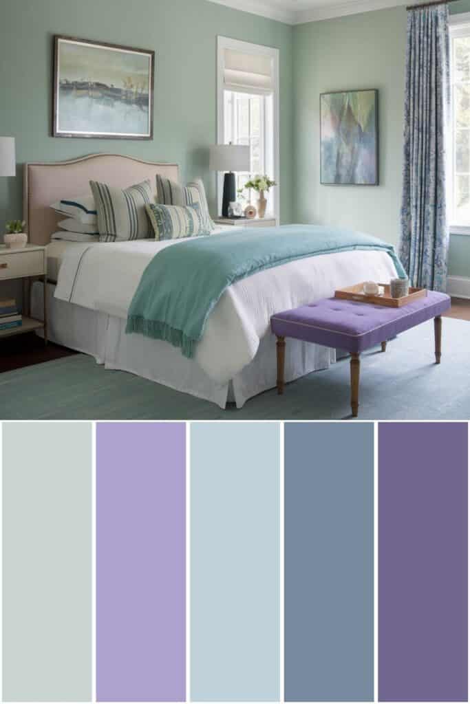 Mint and Purple Color Palettes With Hex Codes and Paint Colors