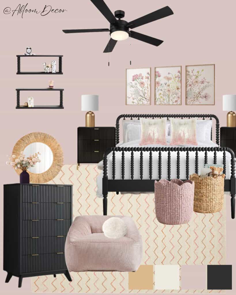 Chic Girls Room Design with Pink and Black Accents - Abloom Decor