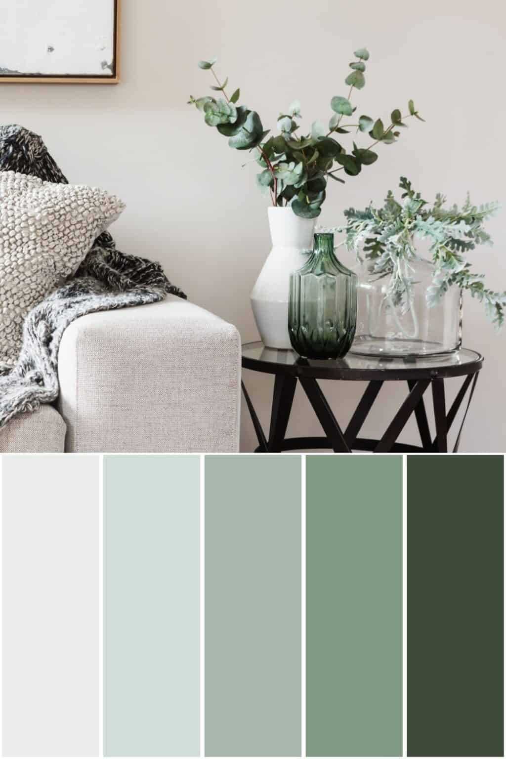 Calming Green Color Palette With Paint Color Matches