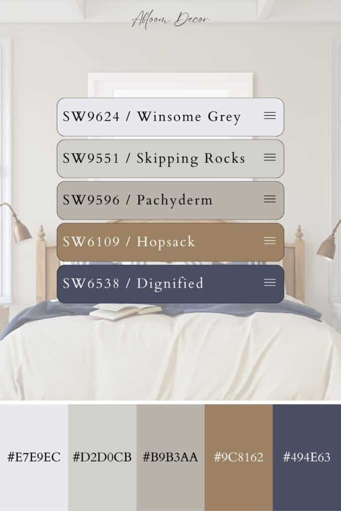 Soft Neutrals and Deep Blue Color Palette With Paint Colors