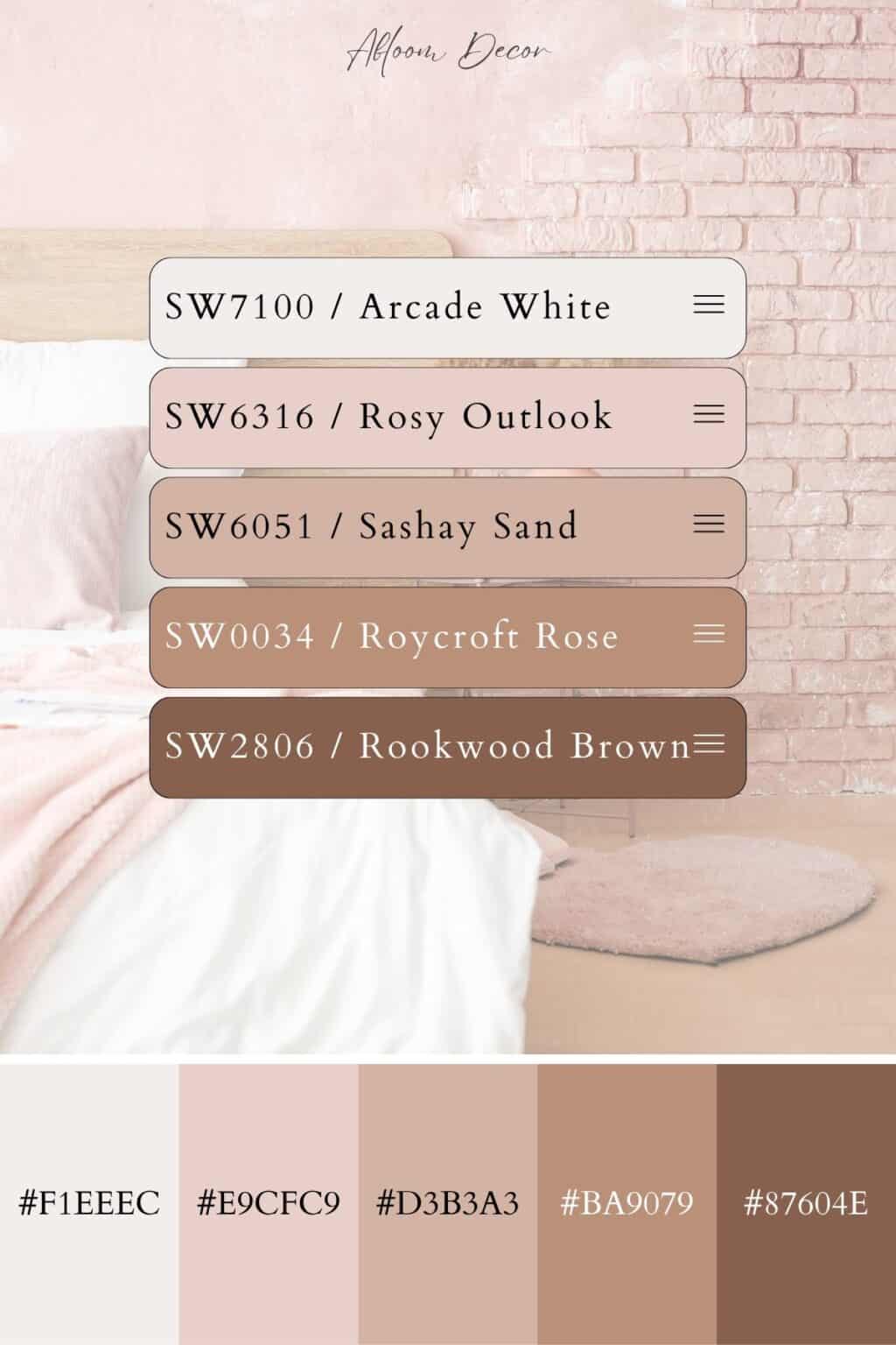 Soft Pink Color Palette With Paint Color Matches