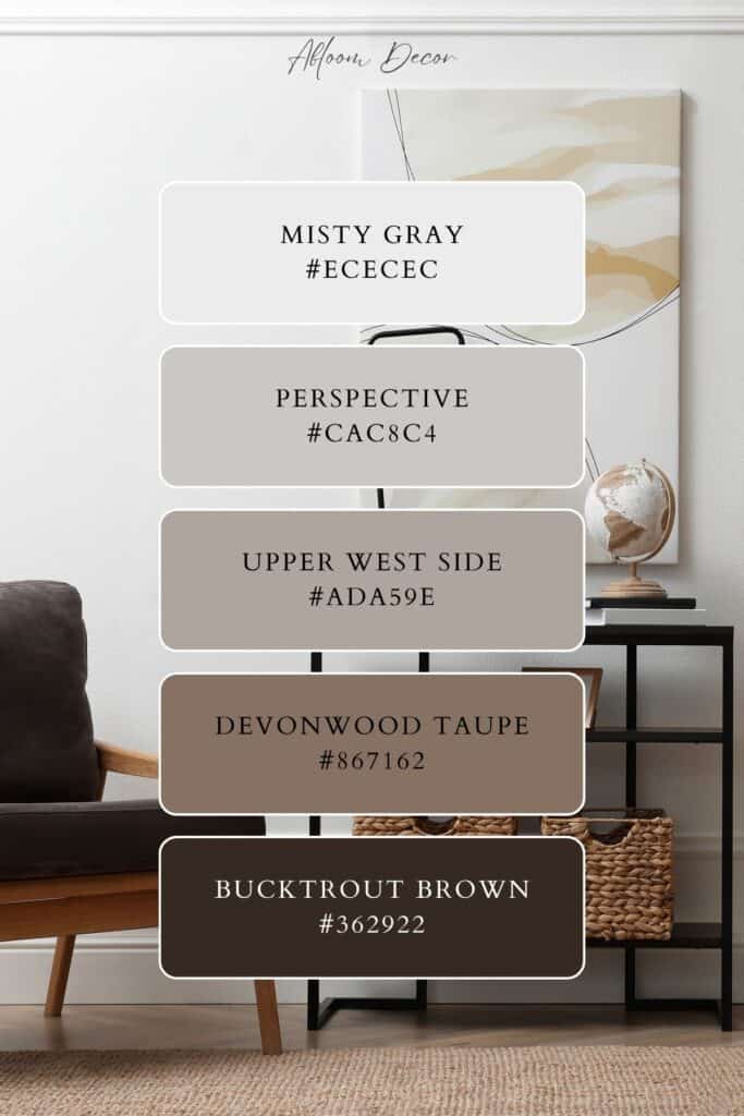 Cozy Brown Color Palette With Paint Colors and Hex Codes