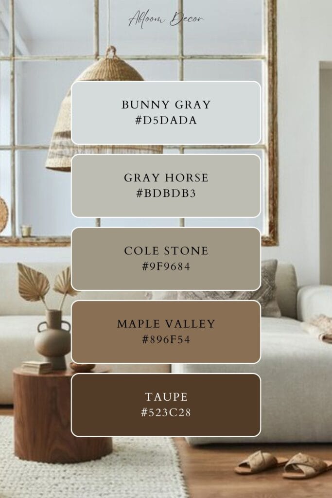 Neutral Boho Color Palette With Paint Colors and Hex Codes