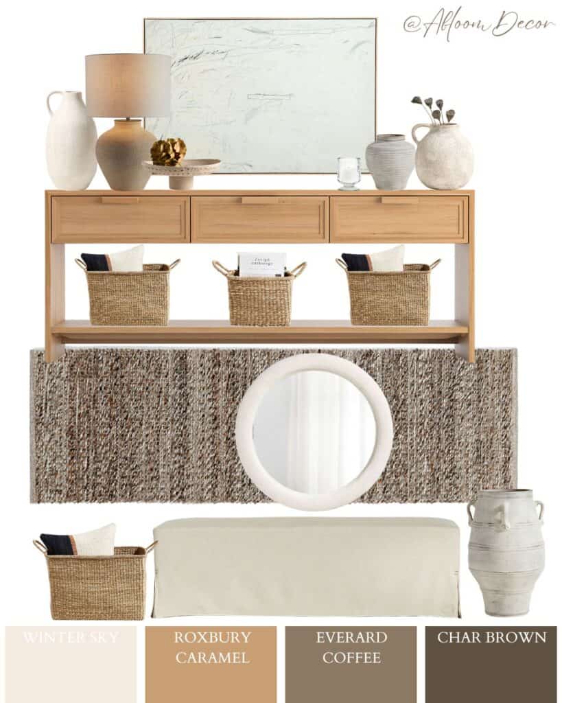 Neutral Entryway Design with Wood and Texture