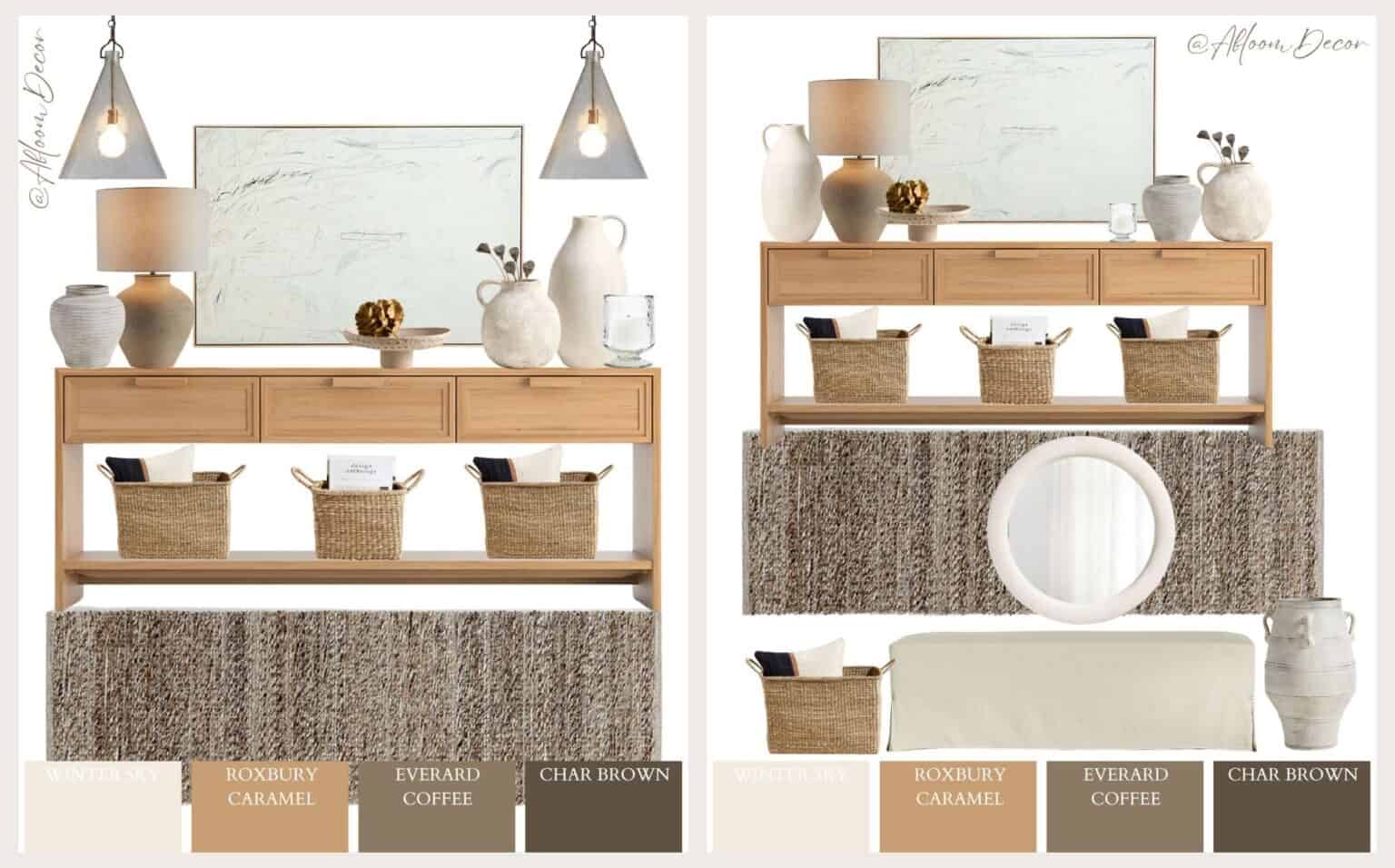 Neutral Entryway Design with Wood and Texture