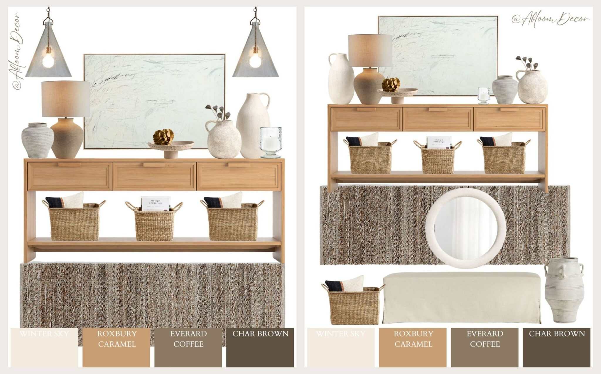 Neutral Entryway Design with Wood and Texture