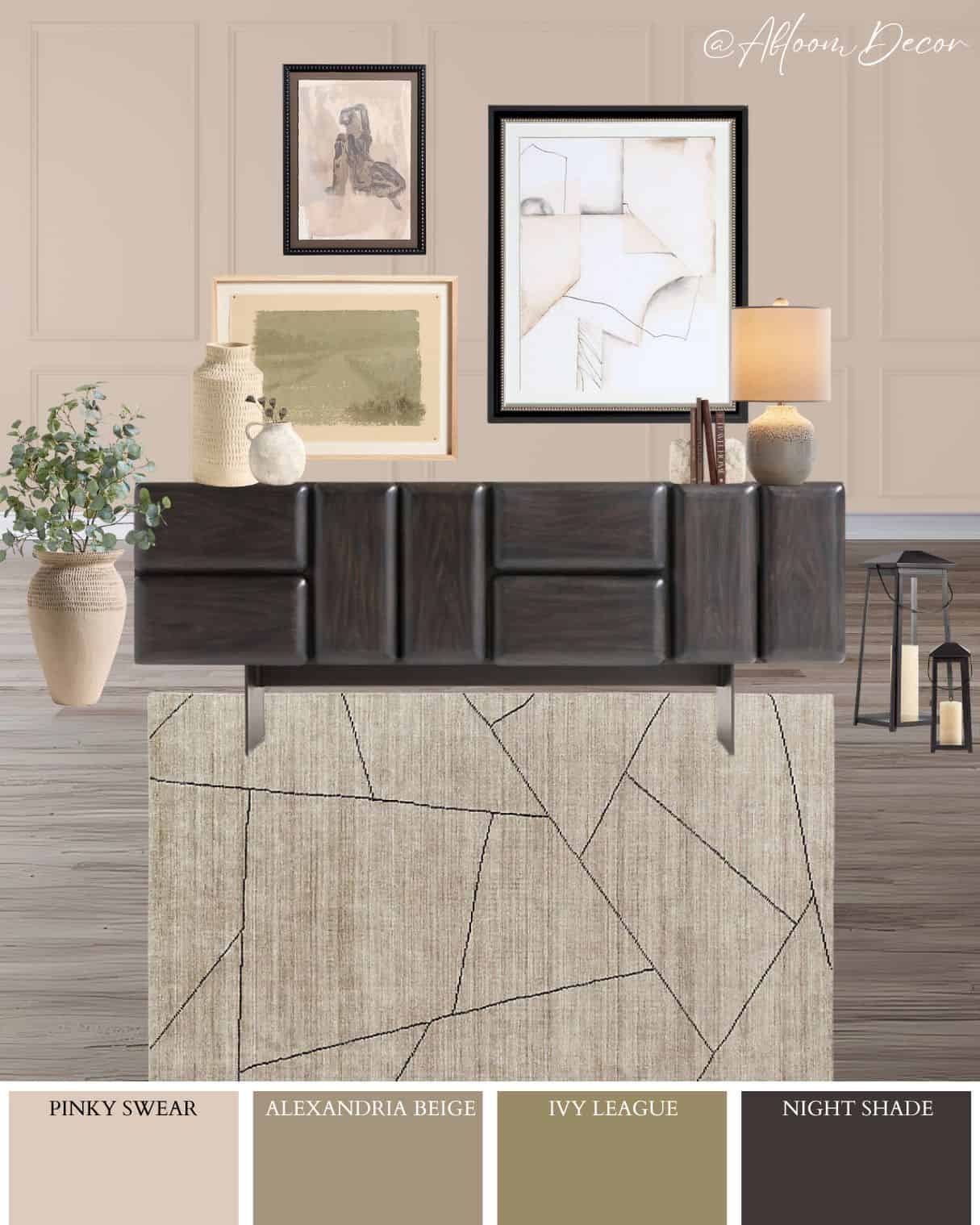 Modern Dark Wood Console Table Entryway Design