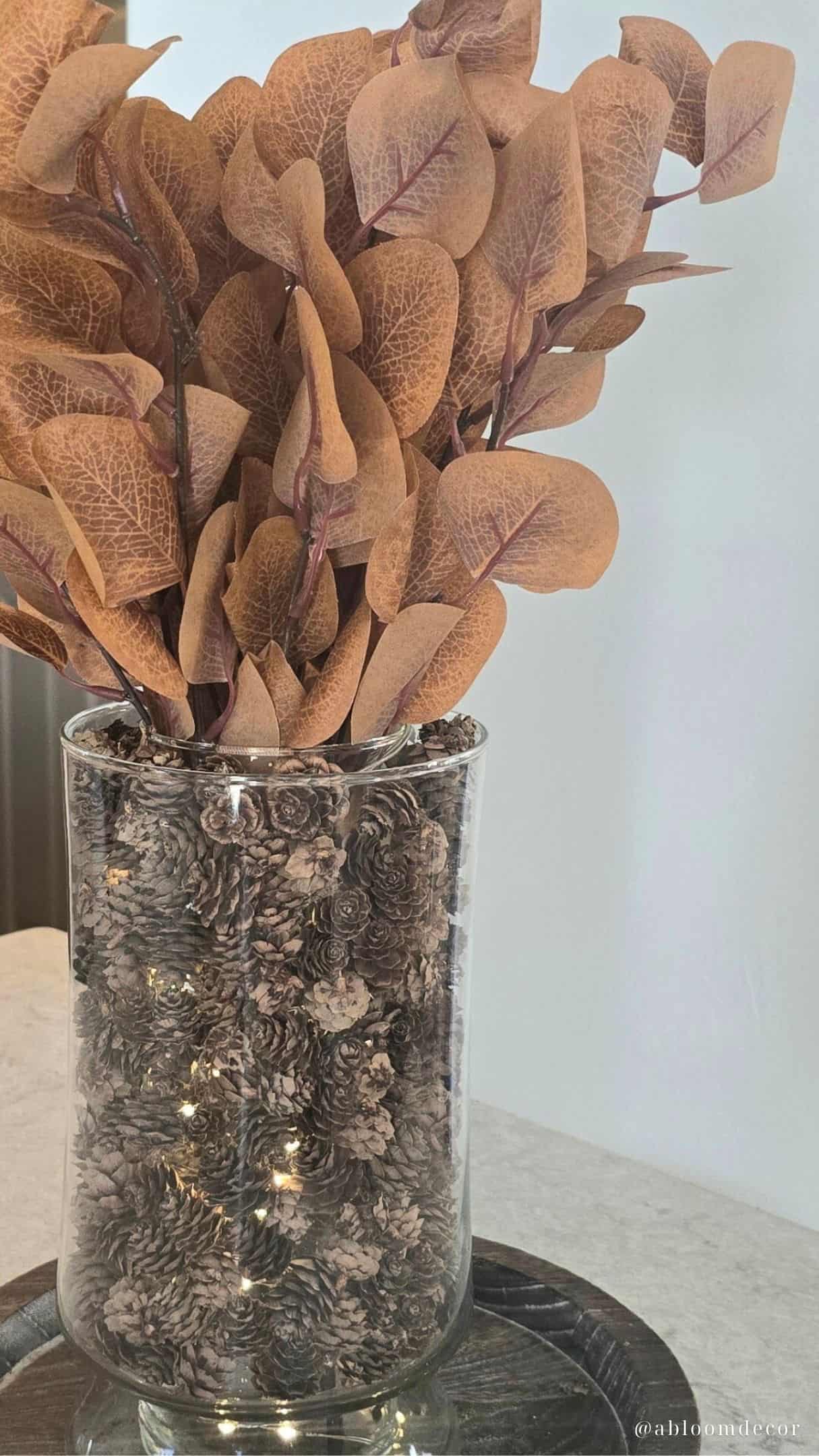 Super Easy Glowing Pinecone DIY Fall Centerpiece